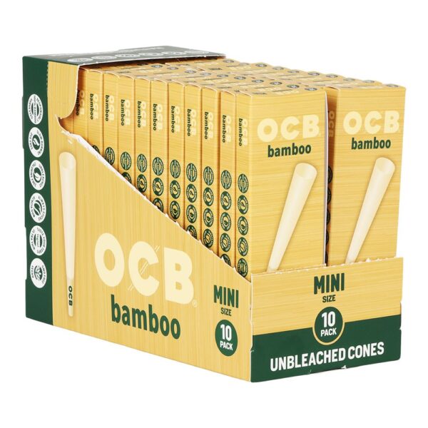OCB Unbleached Bamboo Pre-Rolled Cones | 24pk Display | BluntPark.com